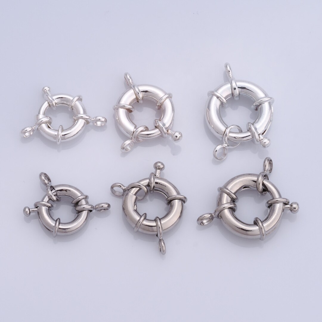 Silver Round Clasp, Stainless Steel Open Spring Clasp, Necklace ...