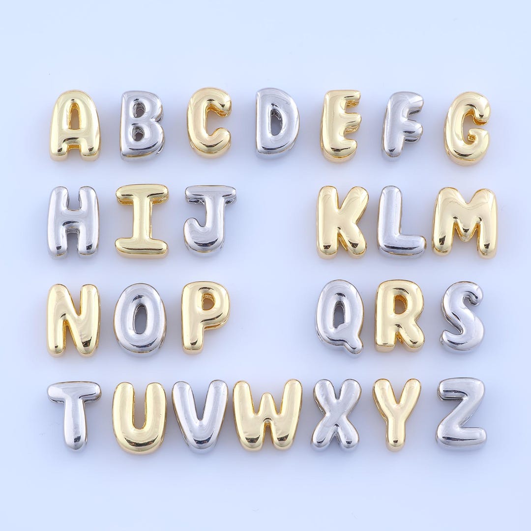 18K Gold Filled Initial Spacer Beads, Gold Letter Spacer Beads, DIY ...
