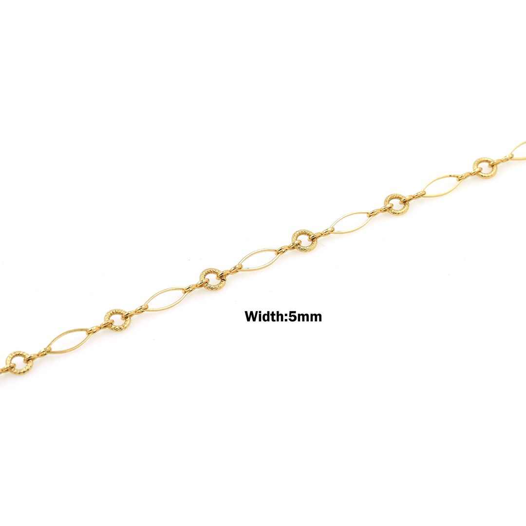 Oval Chain, Hammered Round Chain, 18K Gold Plated Semi-finished Chain ...