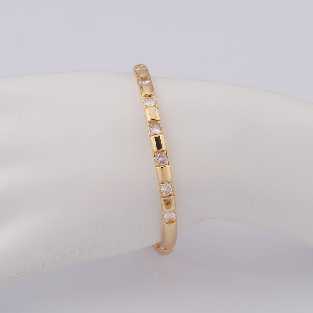 18K Gold Filled Openable Bangles, Micro Pave CZ Round Bangles, Fashion ...