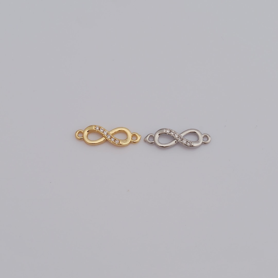 18K Gold Filled Figure 8 Connector, Micro Pavé CZ Number Connector, DIY ...