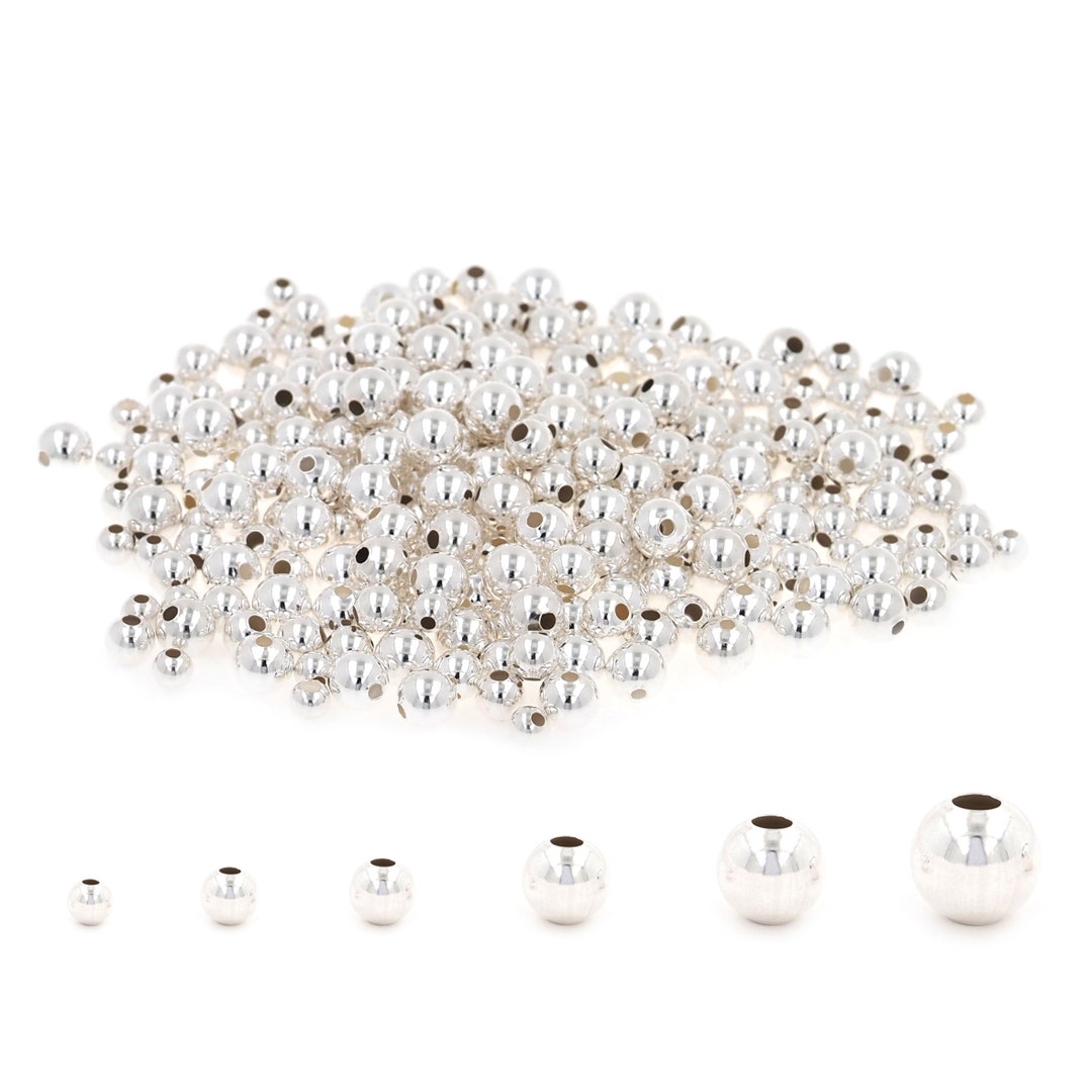 Sterling Silver Smooth Round Beads,925 Sterling Silver Seamless Beads ...