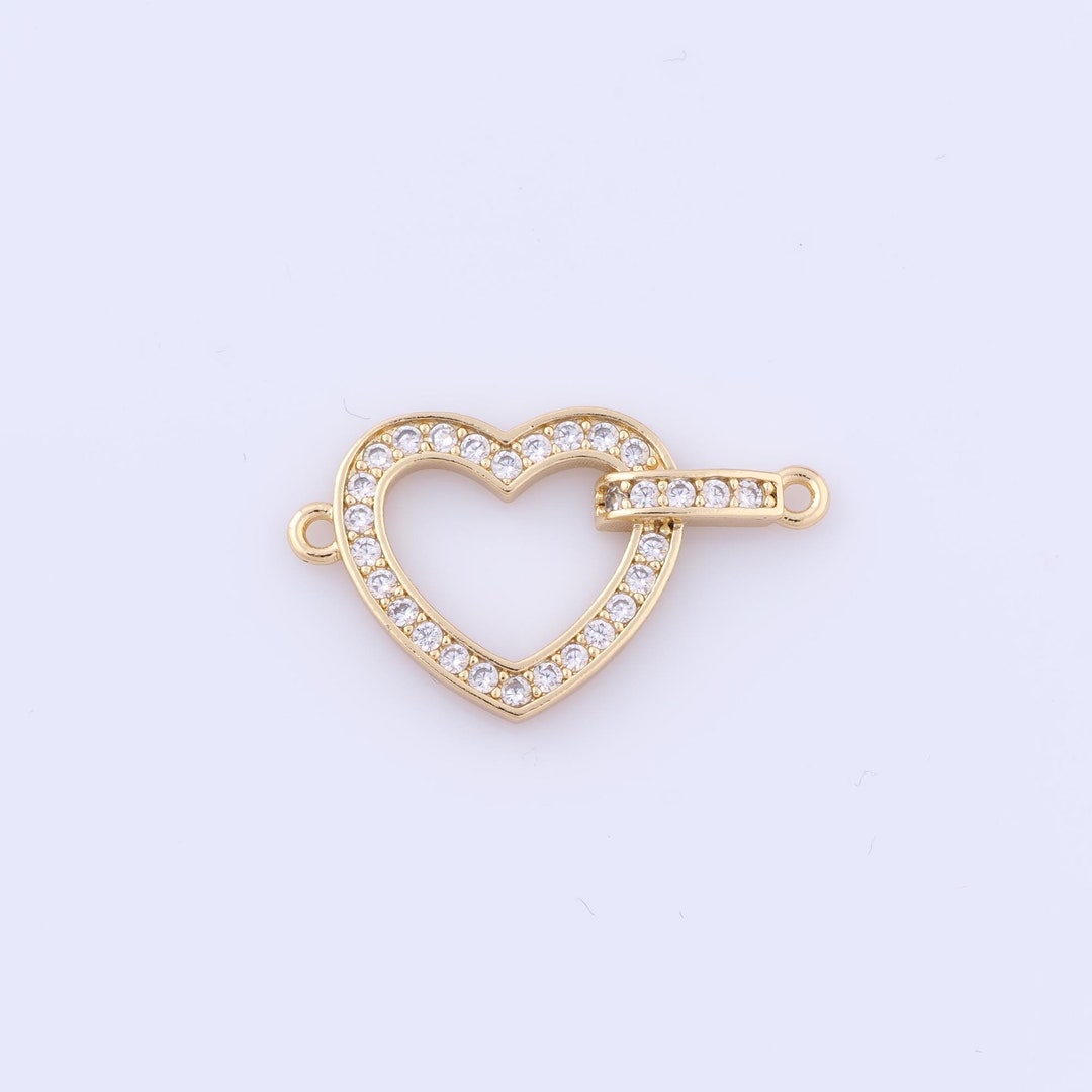 18K Gold Filled Heart Connector, Micro Pavé CZ Love Connector, DIY ...