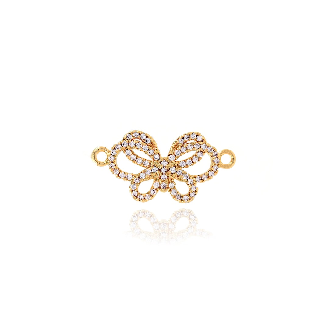 18K Gold Filled Insect Connectors, Micropavé CZ Butterfly Connectors ...