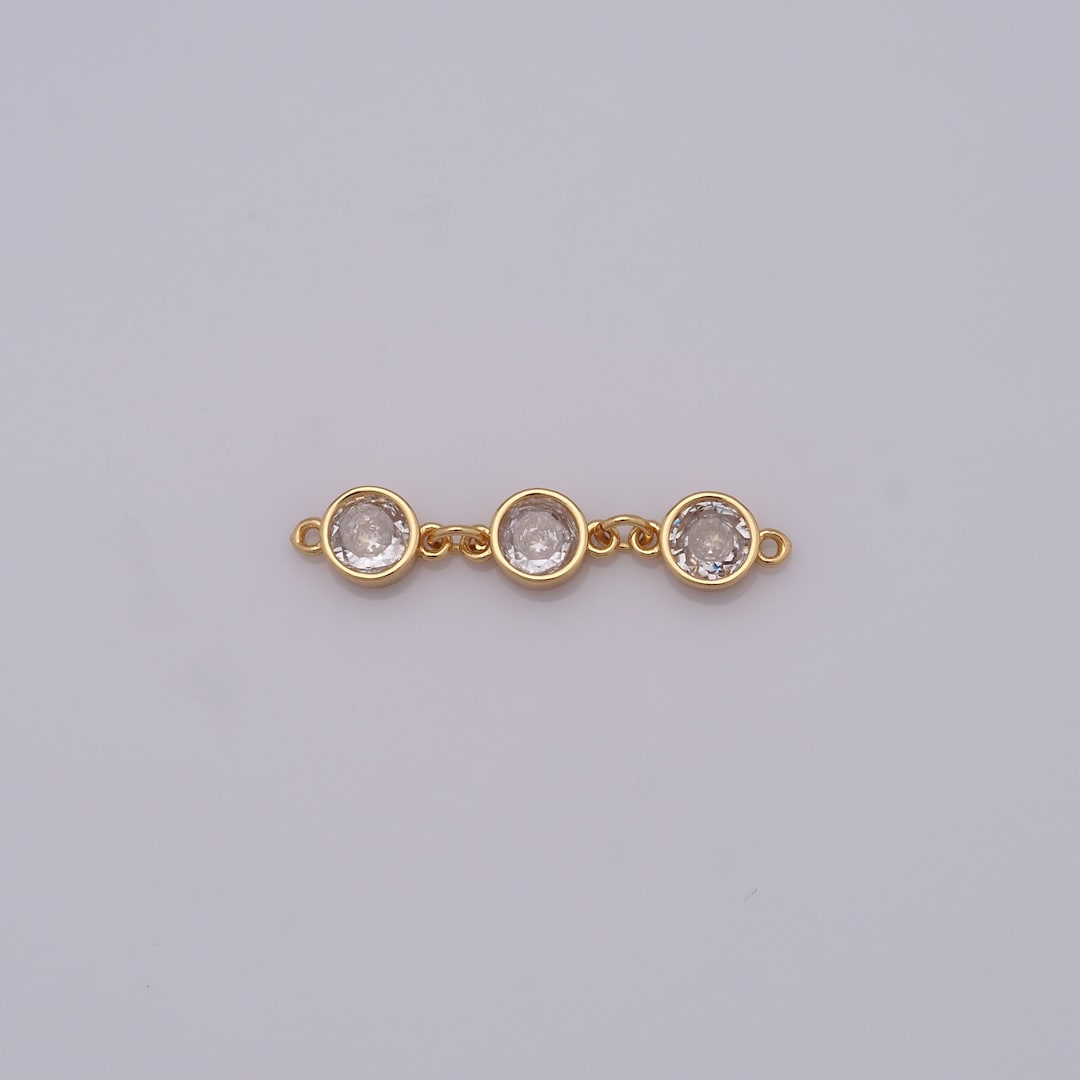 18K Gold Filled Chain Linker, Zirconia Round Connector for Necklace and ...