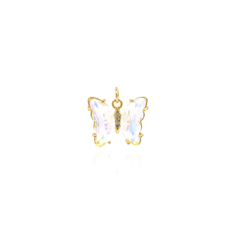 18K Gold Filling Glass Butterfly Charm Fashion Romantic - Etsy