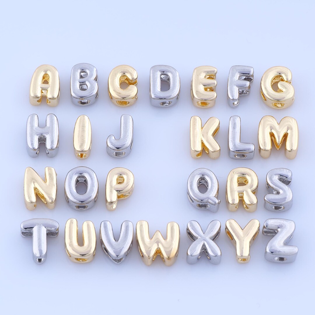 5 PCS 18K Gold Filled Initial Spacer Beads, Gold Letter Spacer Beads ...