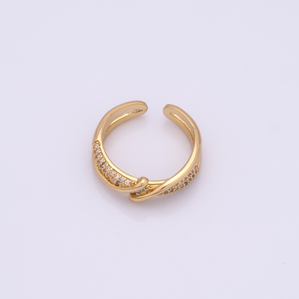 18K Gold Filled Open End Ring, Micro Pave CZ Fashion Ring, Women's Ring ...