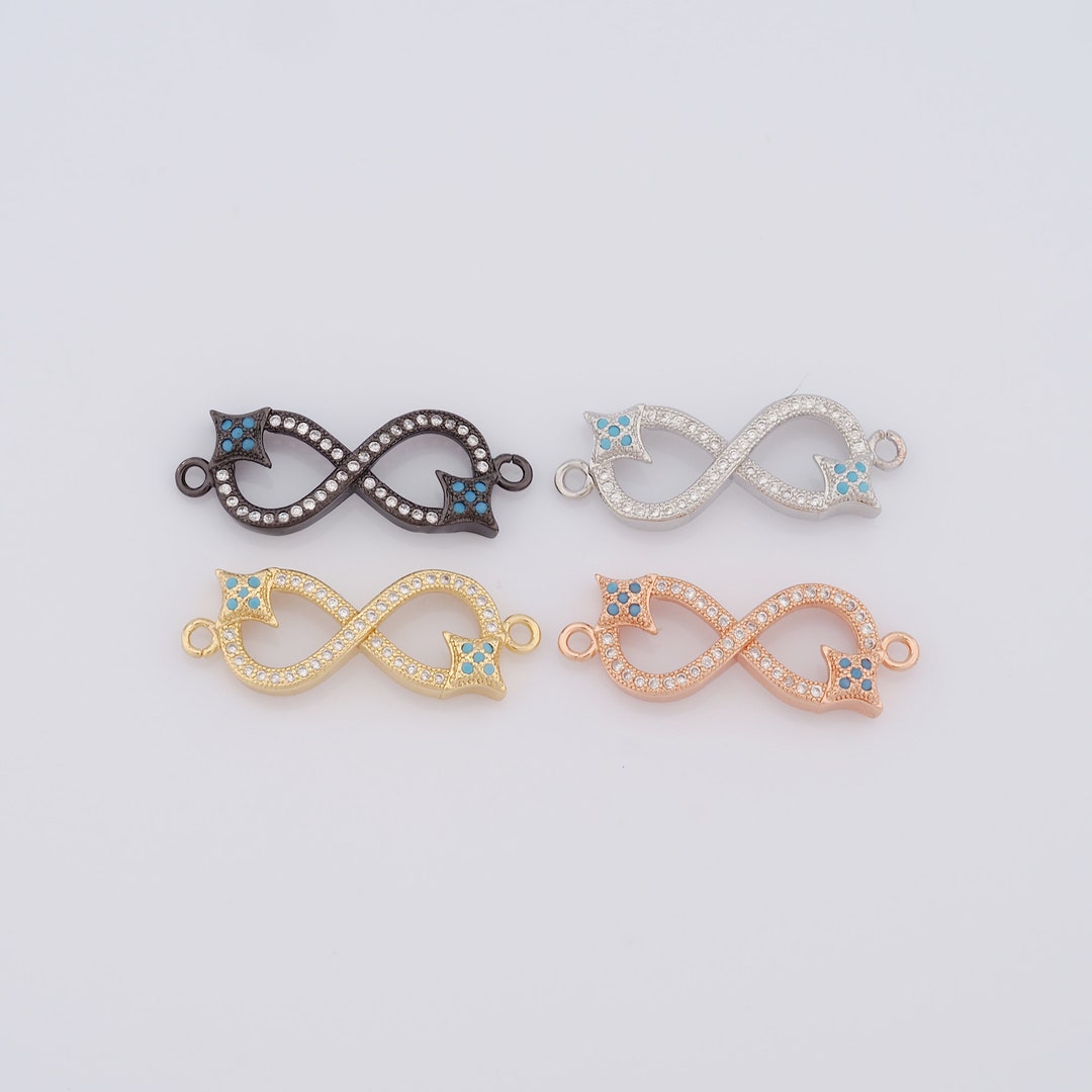18K Gold Filled Figure 8 Connector, Micro Pavé CZ Star Connector, DIY ...