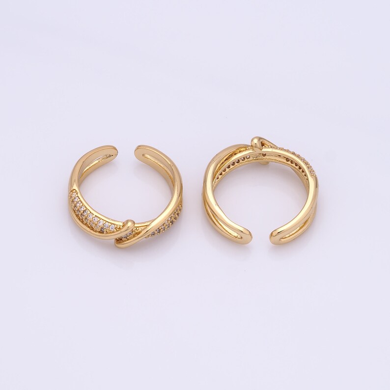 18K Gold Filled Open End Ring, Micro Pave CZ Fashion Ring, Women's Ring ...