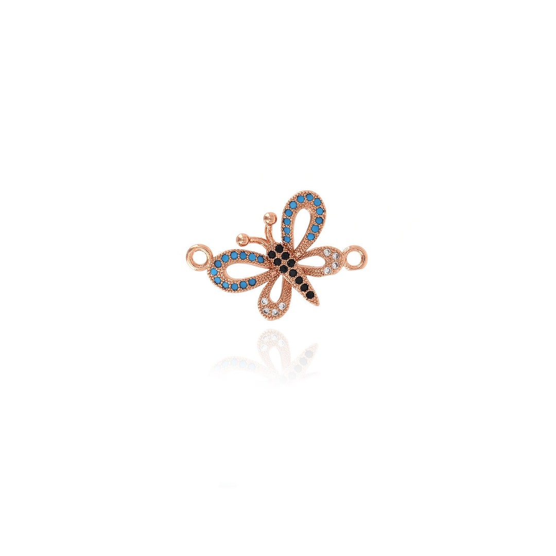 Micropavé CZ Butterfly Connectors, Circular Connectors, 18K Gold Filled ...