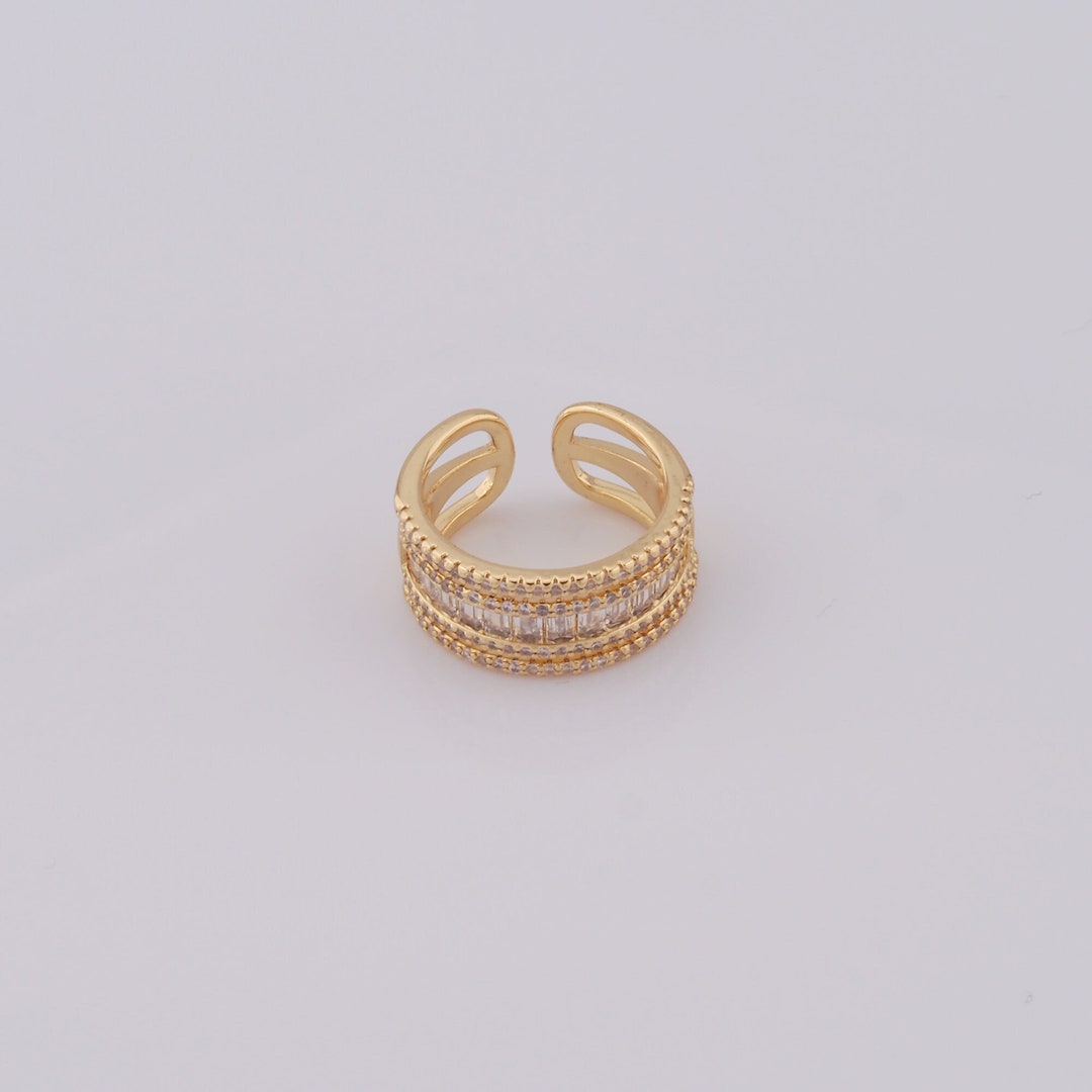 18K Gold Filled Open End Ring, Micro Pave CZ Wide Ring, Fashion Ring ...