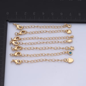18K Gold Filled Star Extension Chain, Heart Extension Chain, Flower ...