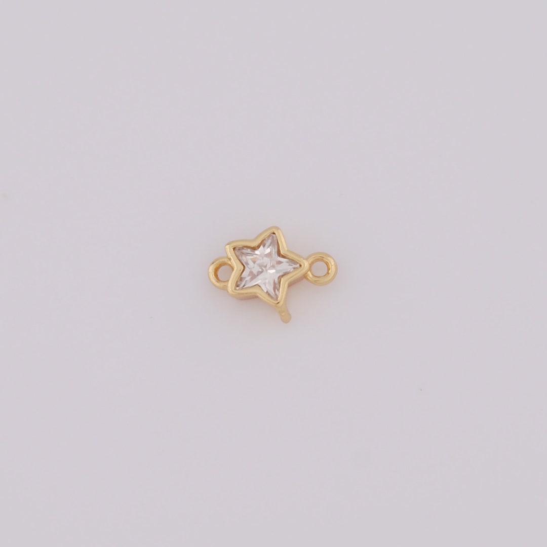 18K Gold Filled Star Connector, Zirconia Pentagram Connector, DIY ...