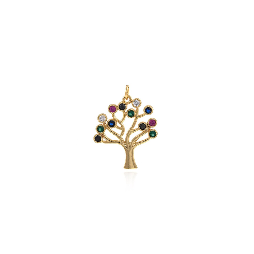 3D Gold Tree of Life Necklace Tree of Wisdom Jewelry Micro-set Colored ...