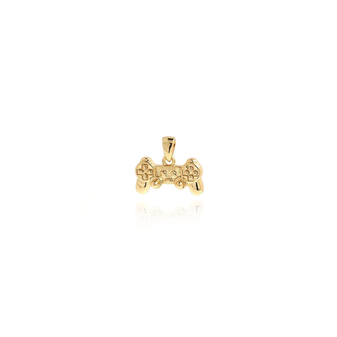 Gold Game Controller Pendant, 18K Gold Filled Game Remote Control Charm ...