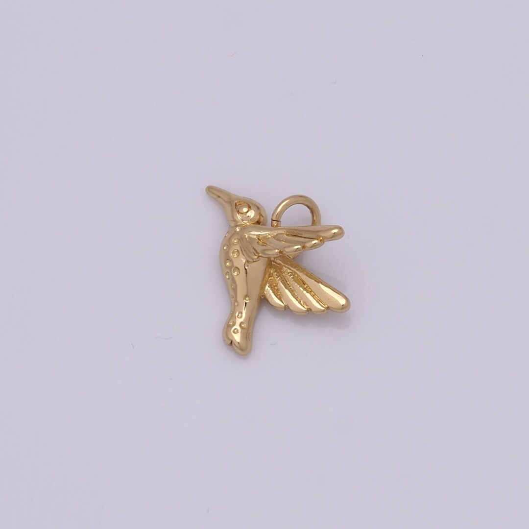18K Gold Filled Gold Bird Pendant, Gold Flight Charms, Animal Charms ...