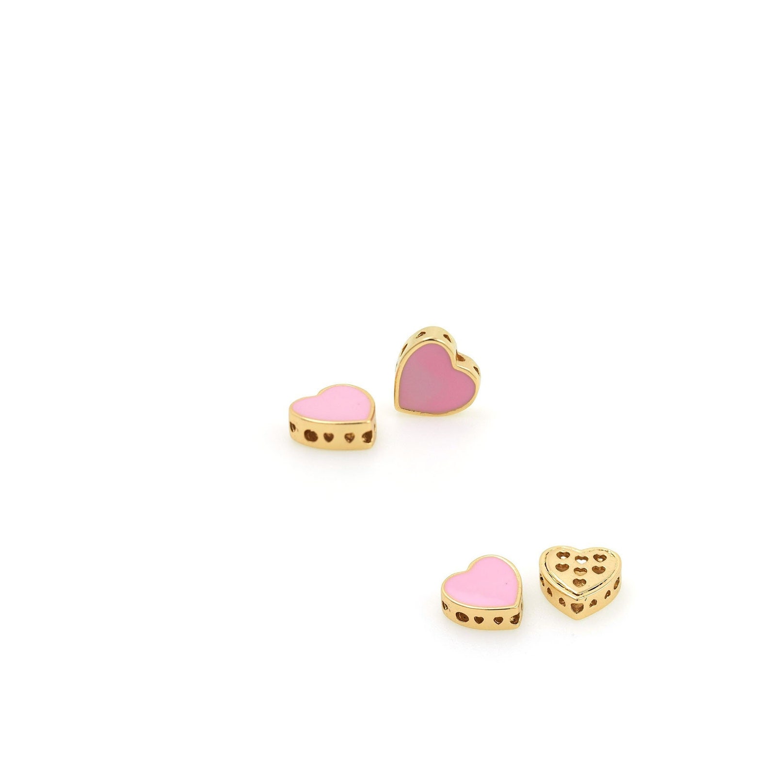 Love Charm, 18K Gold Filled Heart Spacer Beads,enamel Heart Spacer ...