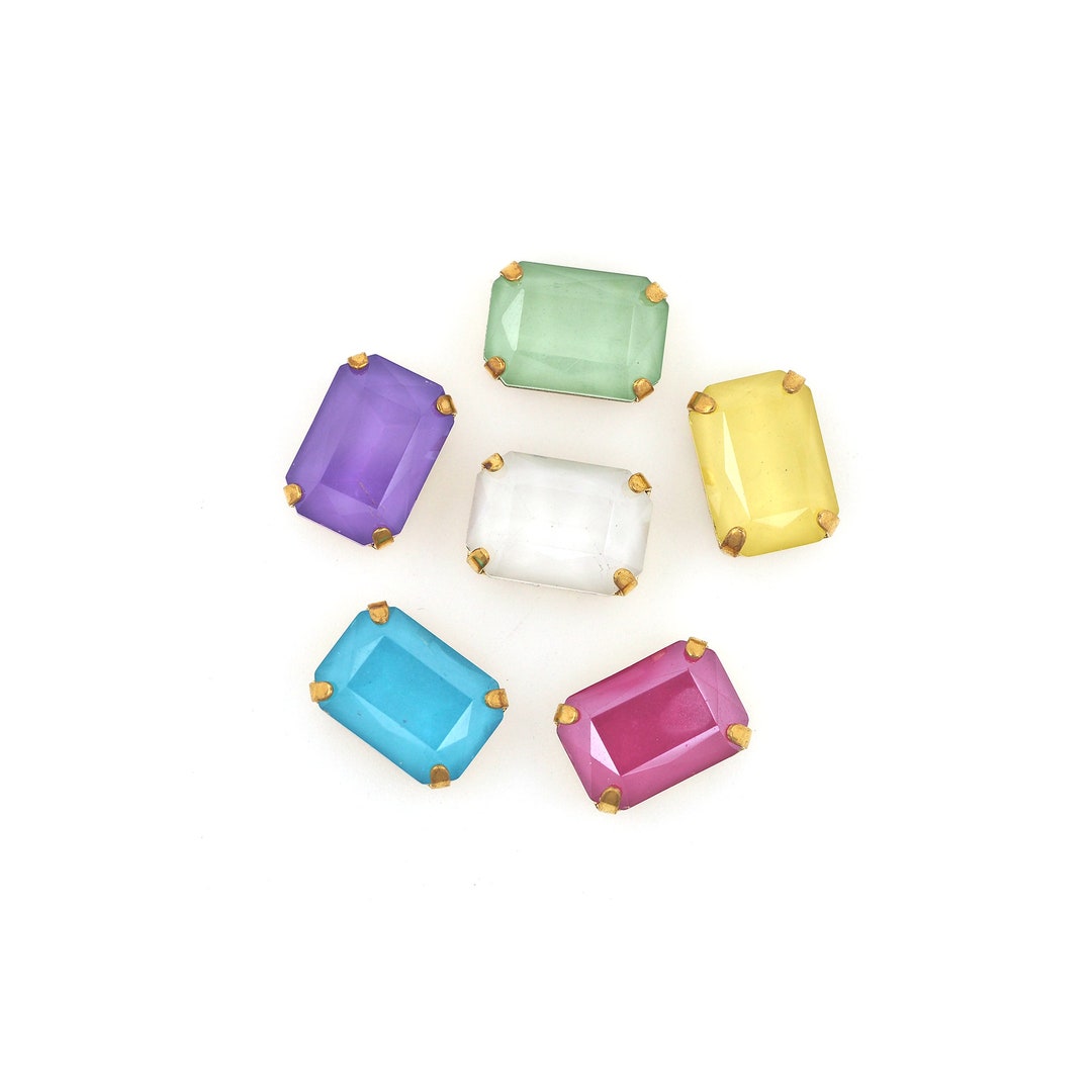 252pcs Rectangular Glass Beads, Sewn Rectangular Crystal Rhinestone ...