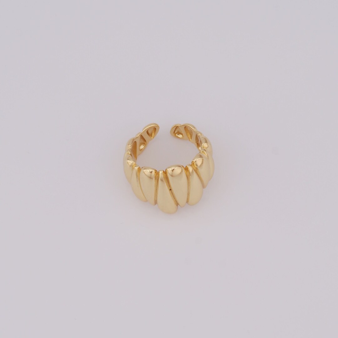 18K Gold Filled Open End Ring, Teardrop Ring, Fashion Ring, Wide Ring ...