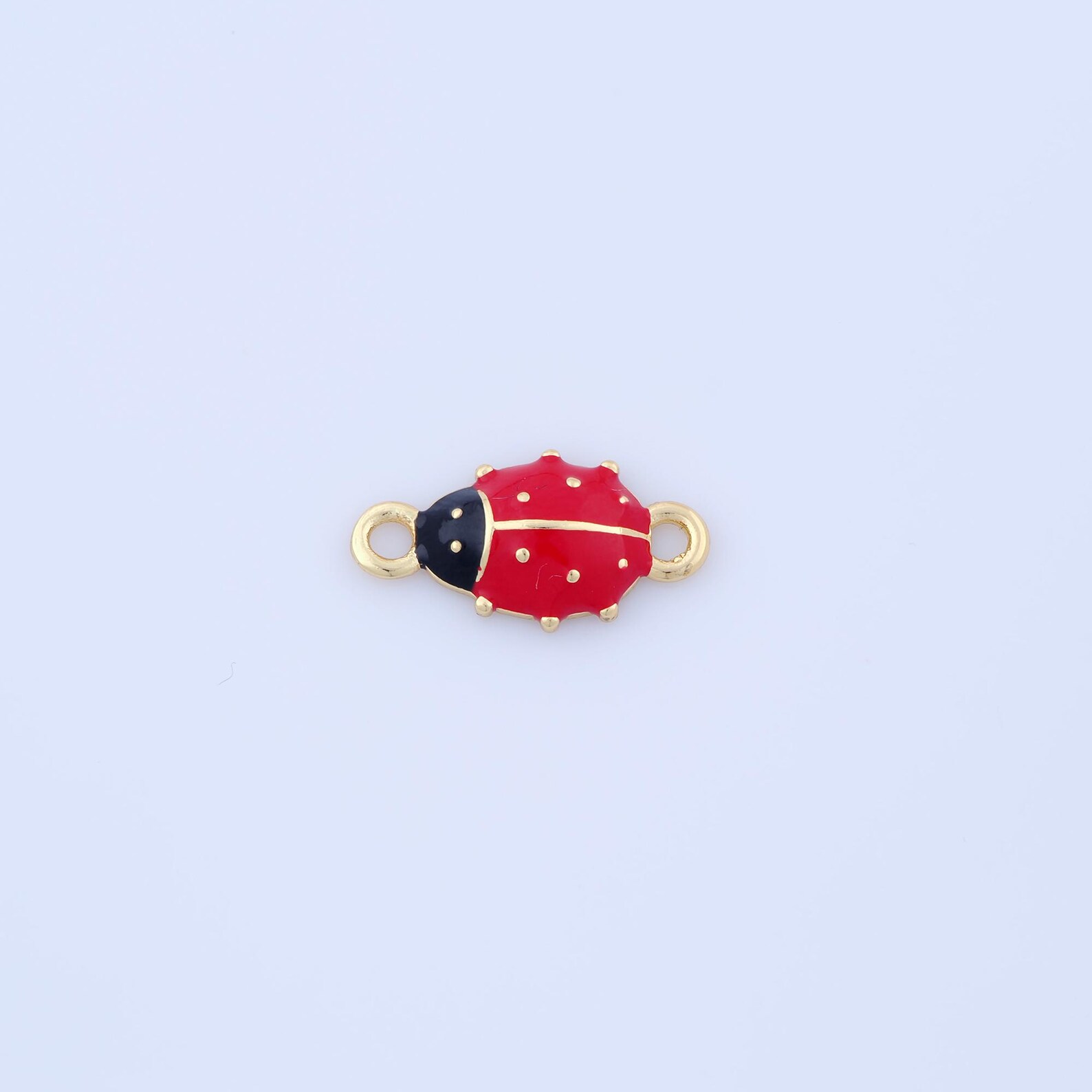18K Gold Filled Ladybug Connector, Enamel Insect Connector, DIY Jewelry ...