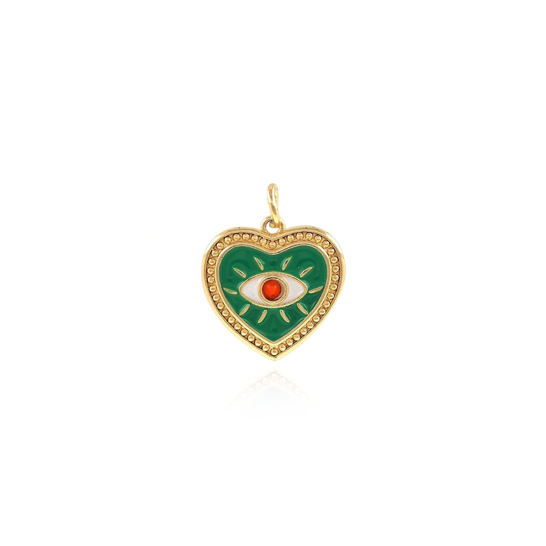 Evil Eye Pendant Eye Pendant Enamel Heart Necklace Ruby Evil Eye ...