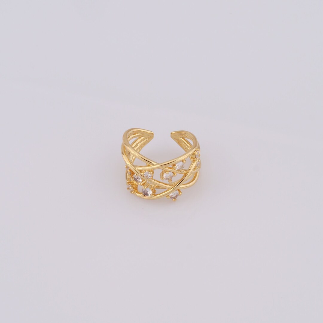 18K Gold Filled Open End Ring, Micro Pave CZ Fashion Ring, Gift for Her ...