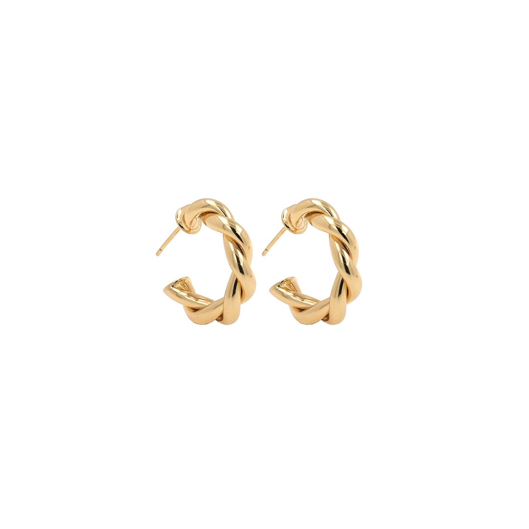 18K Gold Filled Dainty Twisted Hoops,thick Charm Hoops,delicate Hoops ...