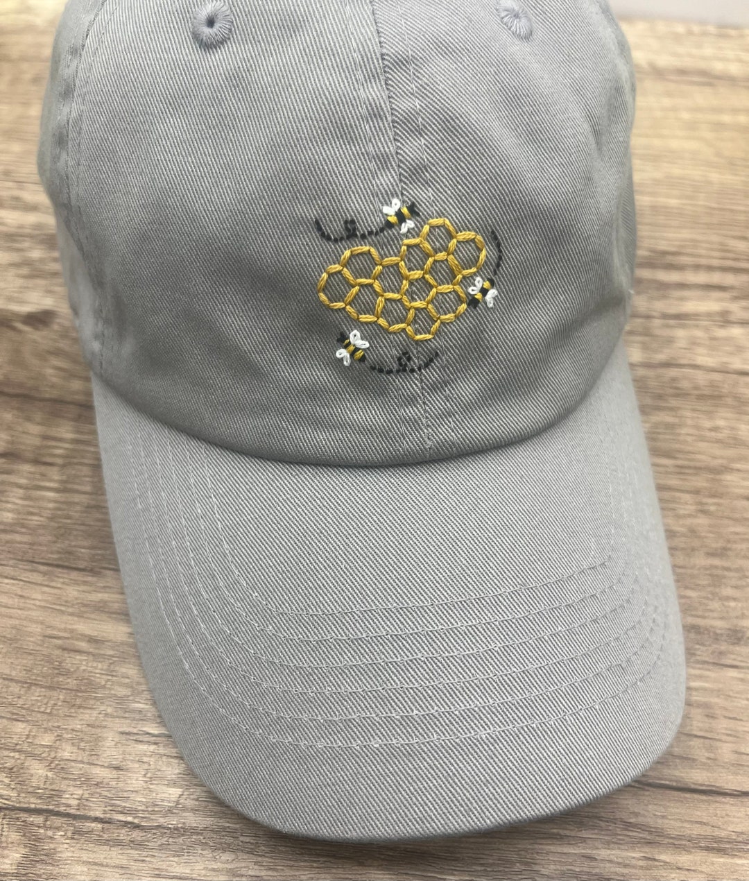 Hand Embroidered Bee Grey Hat, Ready to Ship - Etsy