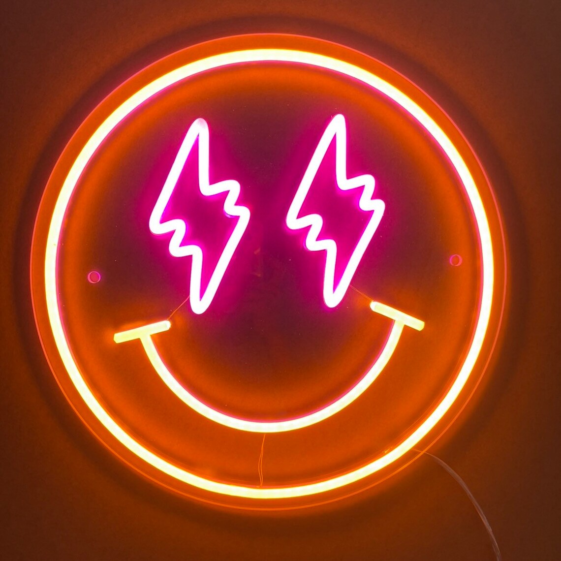 Smile Smiley Face Neon Light Sign Lightning Neon Sign Custom - Etsy