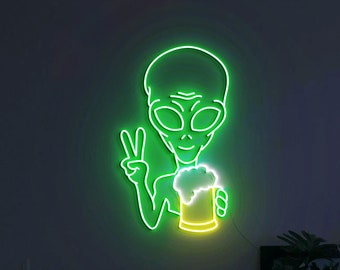Alien Beer Neon Sign - Etsy