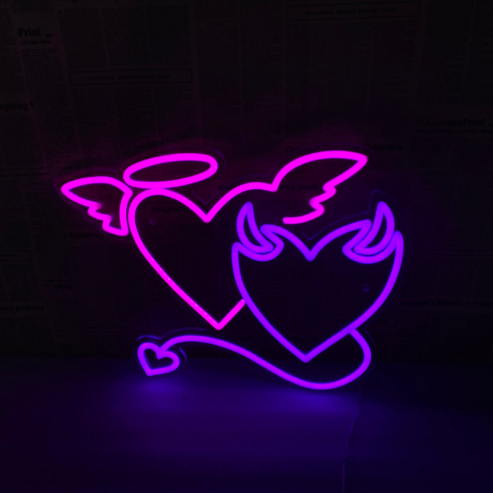 Devil and Angel Neon Sign Custom LED Neon Angel and Demon - Etsy