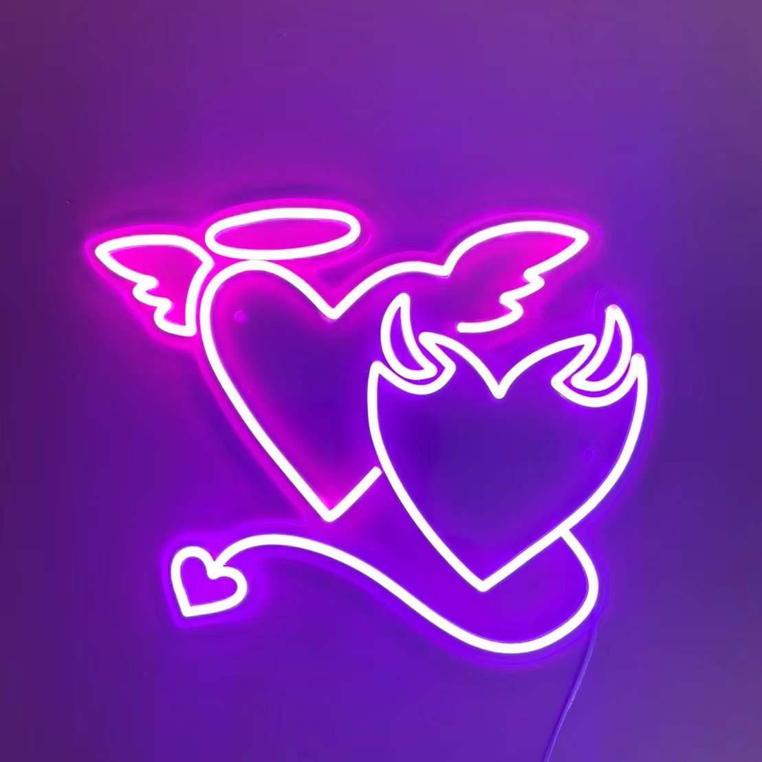 Devil and Angel Neon Sign Custom LED Neon Angel and Demon - Etsy