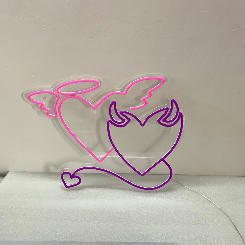 Devil and Angel Neon Sign Custom LED Neon Angel and Demon - Etsy
