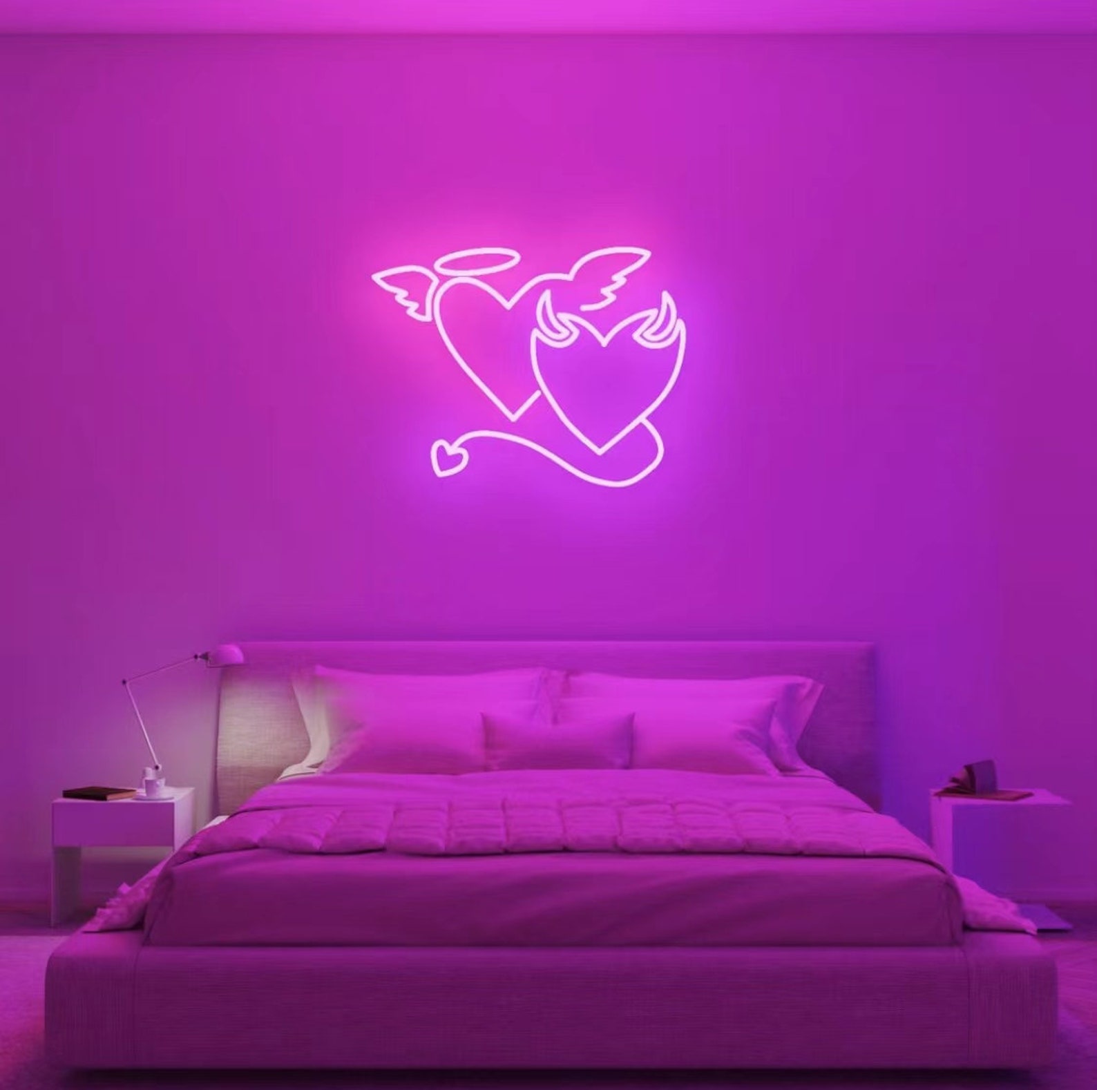 Devil and Angel Neon Sign Custom LED Neon Angel and Demon - Etsy