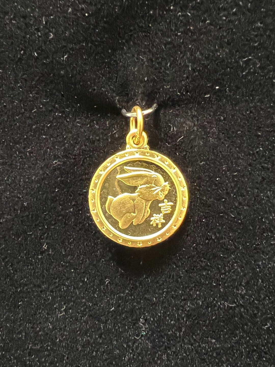 24k Gold Round Rabbit Pendant (solid, 15mm) - Etsy