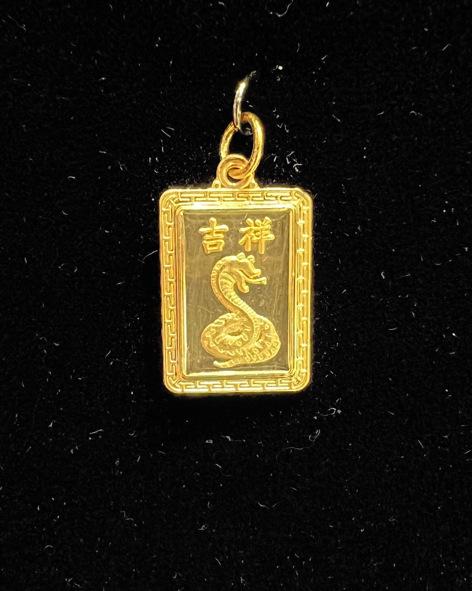 24K Gold Snake Pendant (solid, Rectangle) - Etsy