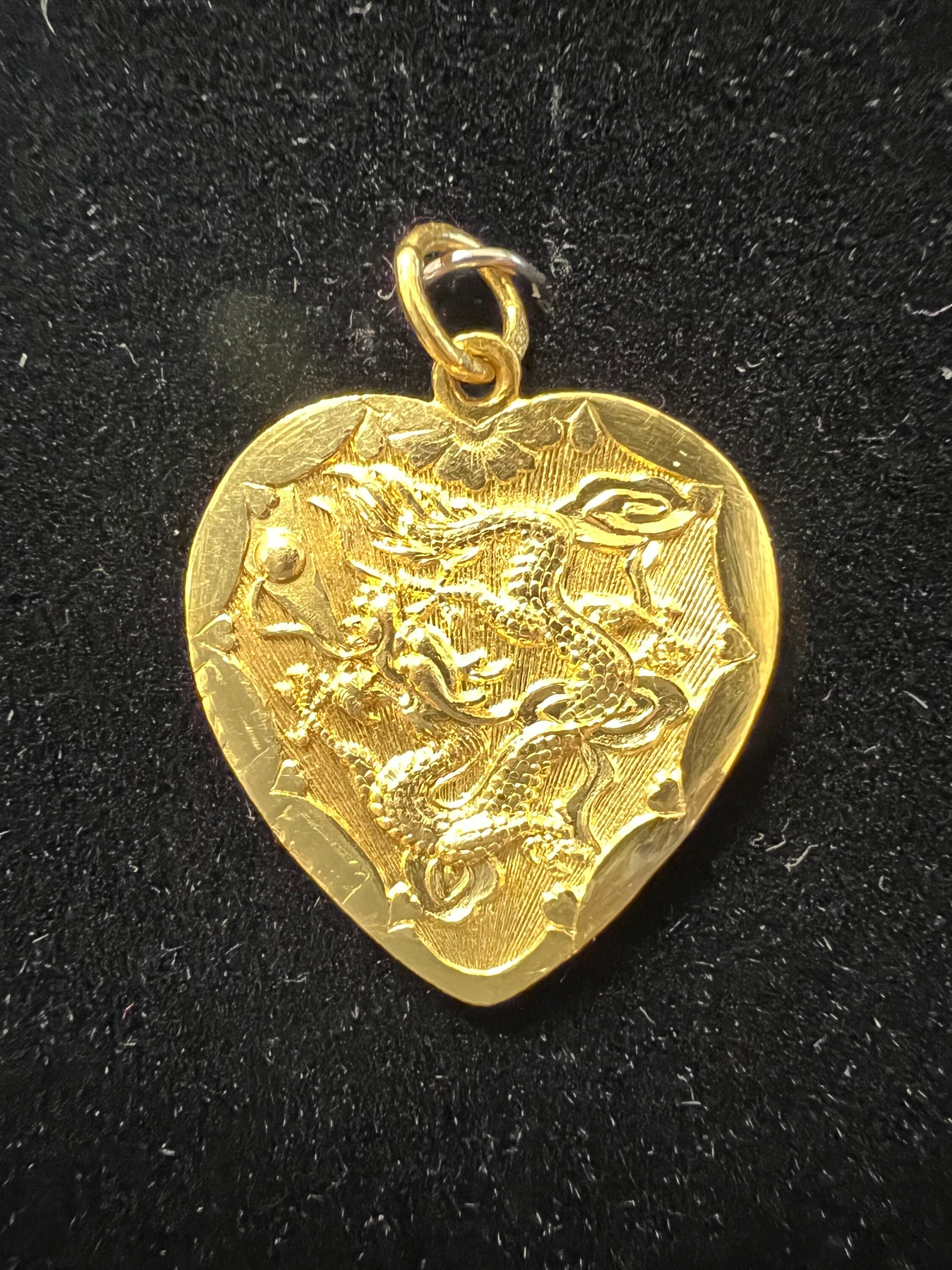Vintage 24k Gold Dragon and Phoenix Pendant - Etsy