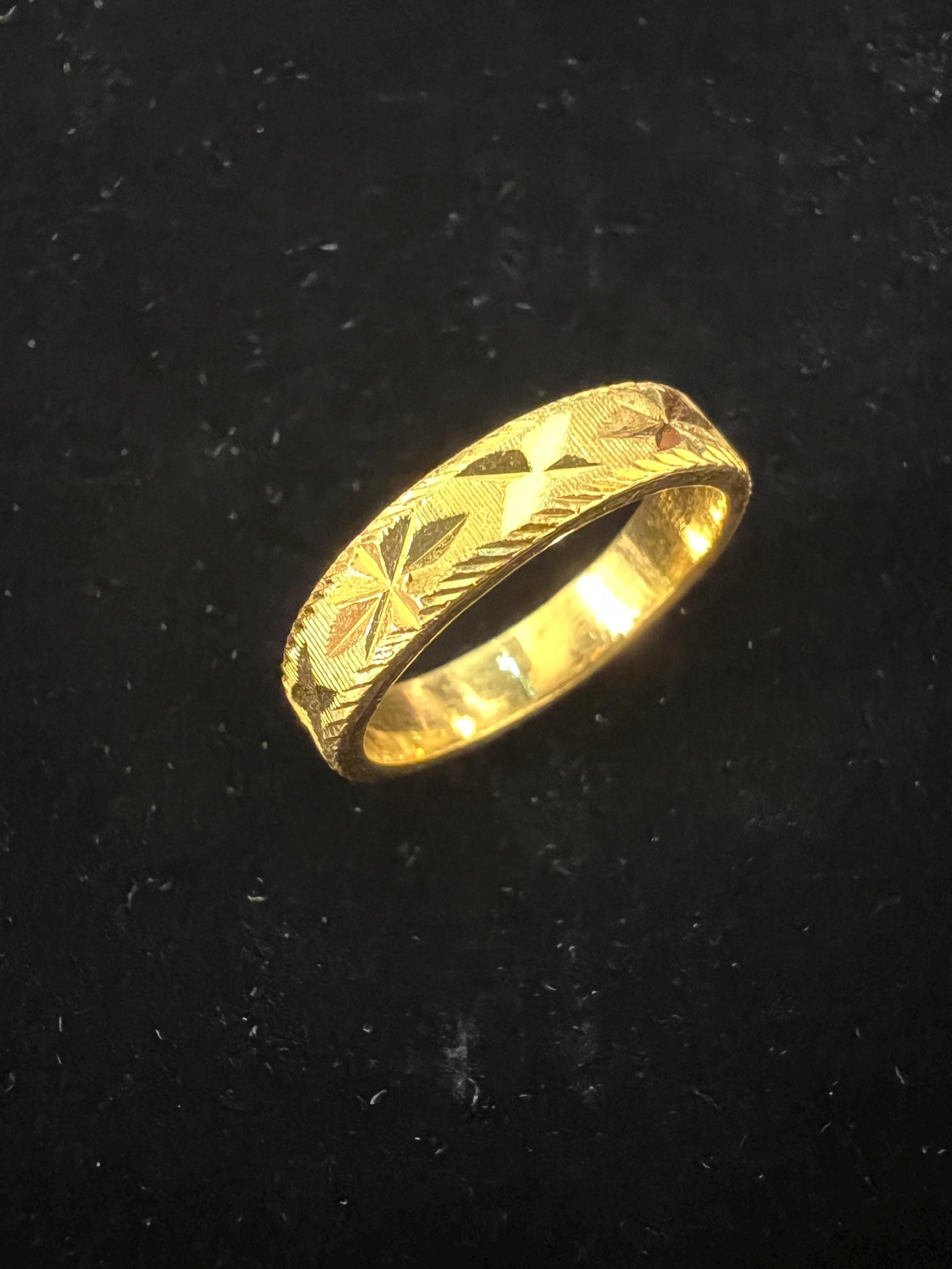 24k Gold Ring (star Design) - Etsy