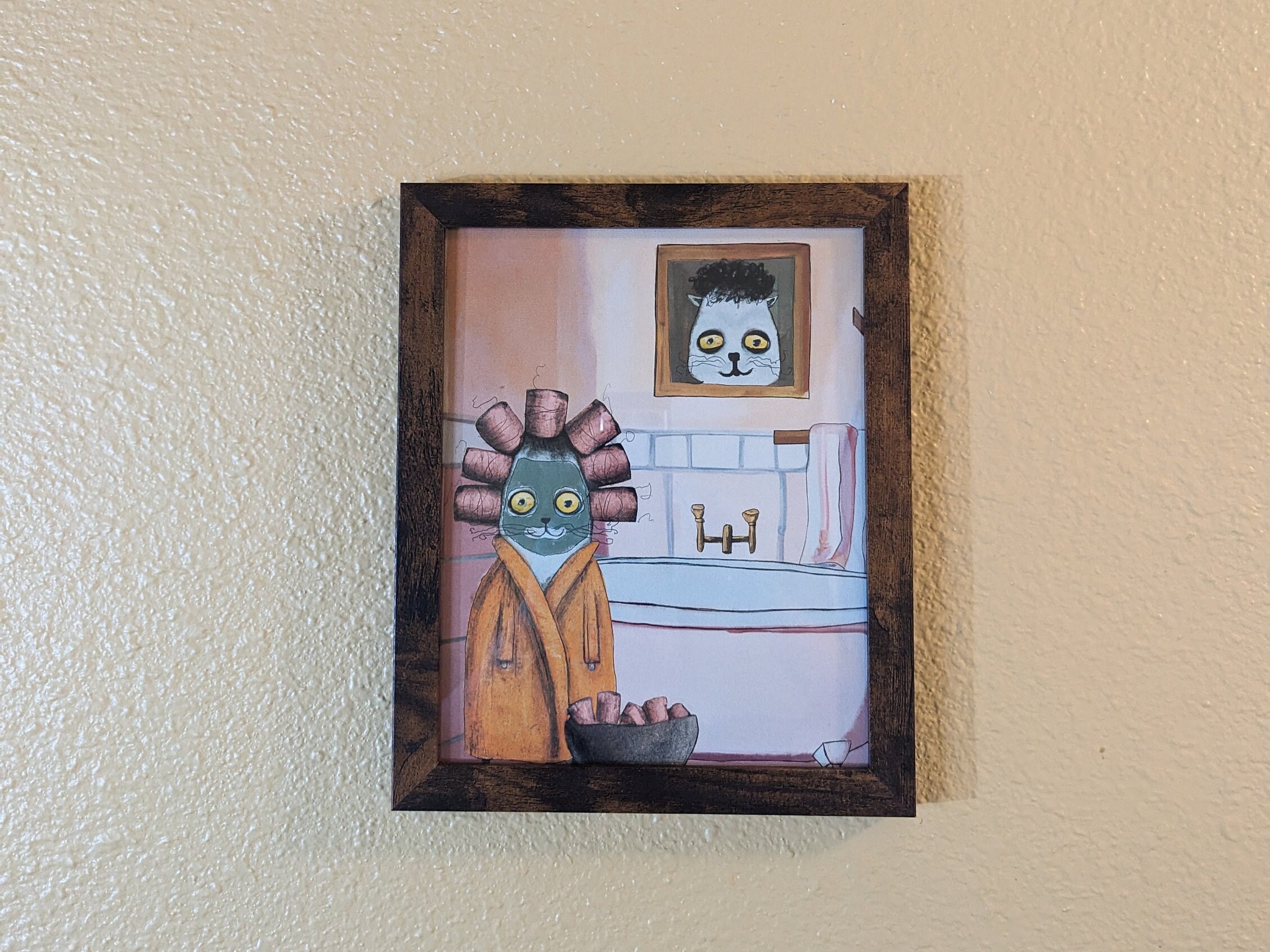 Quirky Cat Bath Framed Canvas Print Quirky Cat Home Decor Funny Animal ...