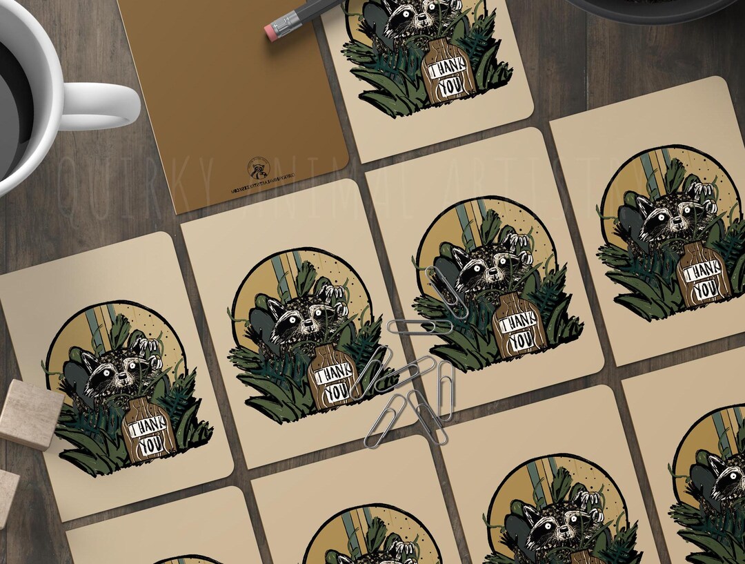 Raccoon Thank You Cards - Rustic Kraft, Pack of 10 - Etsy
