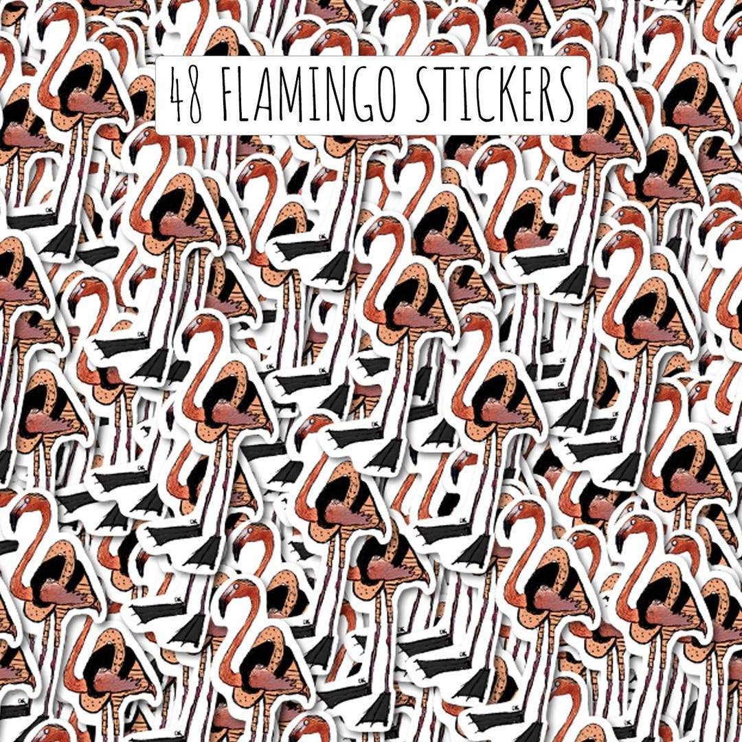 Flamingo Sticker Set- Small 1 Inch - 48 Count - Etsy