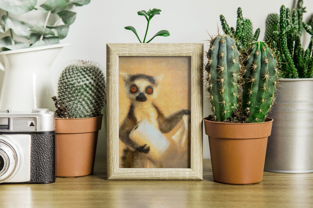 Lemur Bathroom Decor - Digital Art Print -quirky Animal Art - Etsy