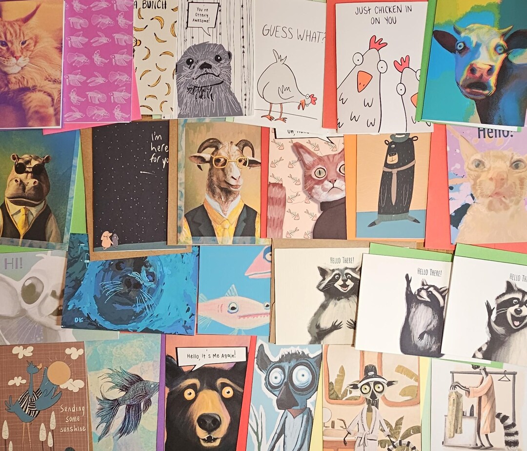 Funny Animal Greeting Cards Bulk Pack | 25 Assorted Blank Cards With ...