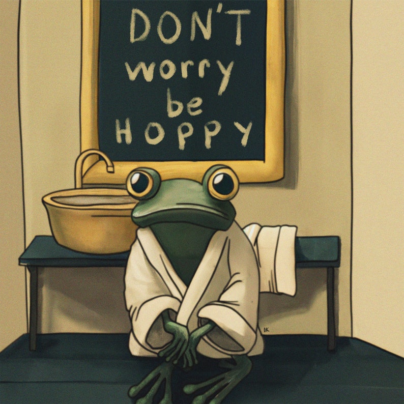 Quirky Frog Digital Art Print Funny Frog Home Decor Frog in a - Etsy