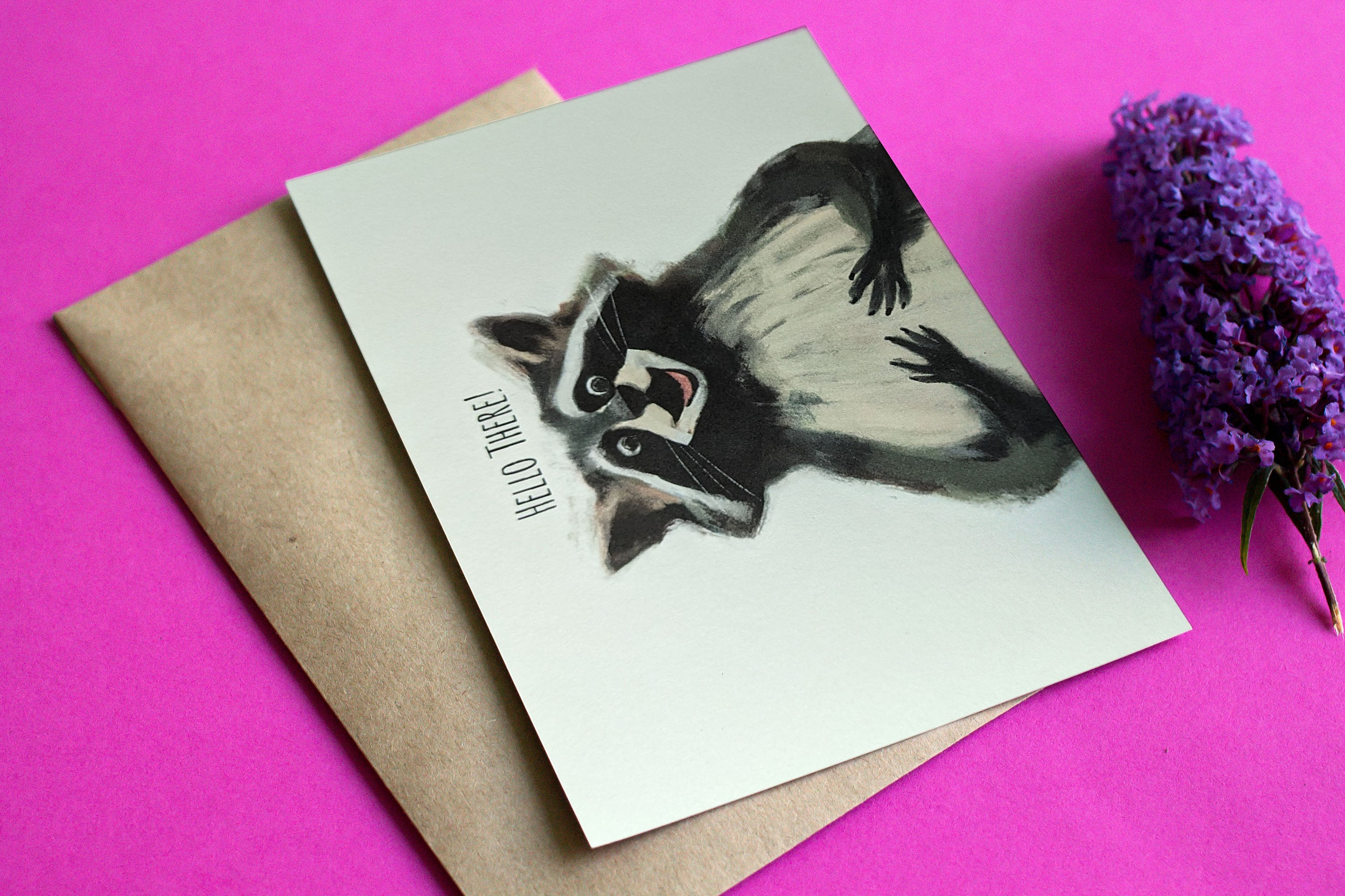 Raccoon Greeting Cards 4 Pack With Envelopes Cute Hello Cards - Etsy