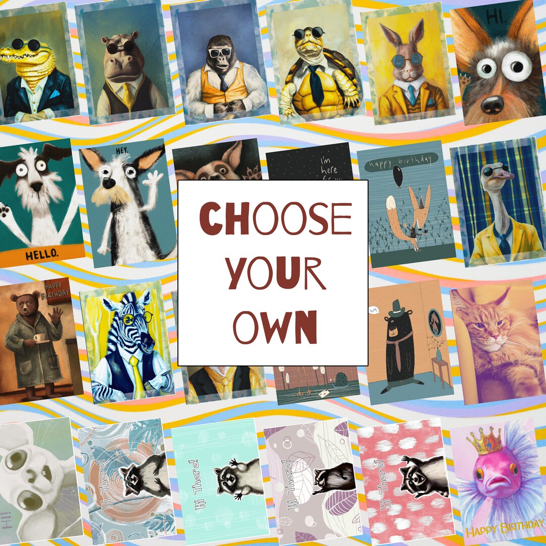 Animals Greeting Cards Funny Variety Pack Choose Your Own Blank Cards ...