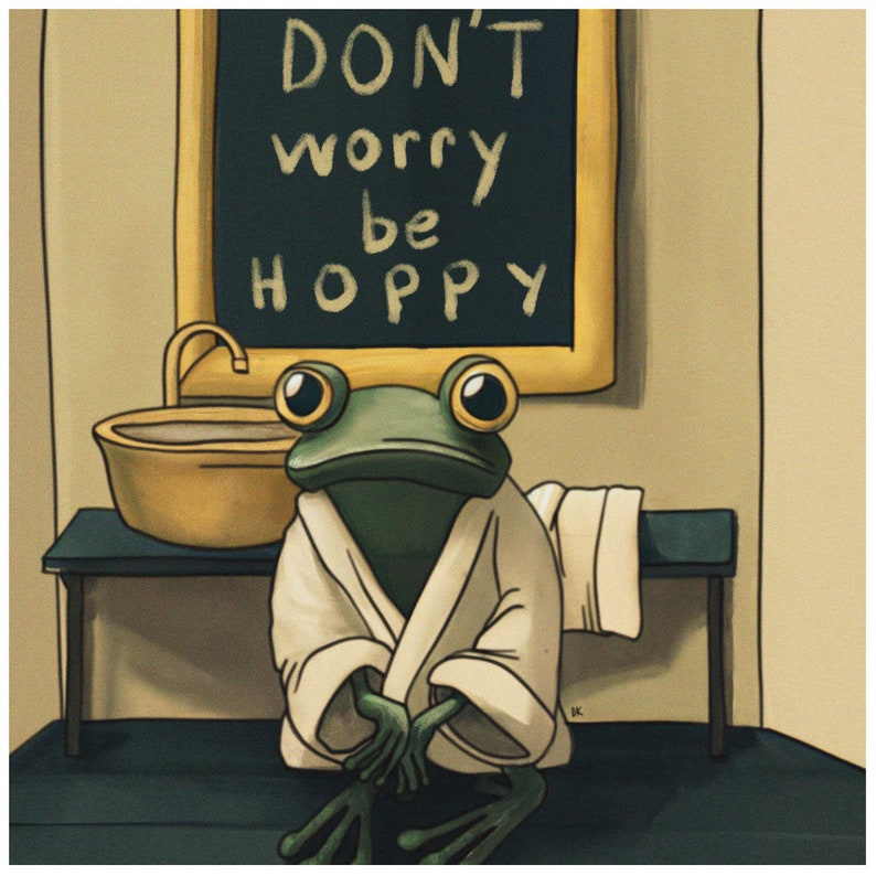 Quirky Frog Digital Art Print Funny Frog Home Decor Frog in a - Etsy