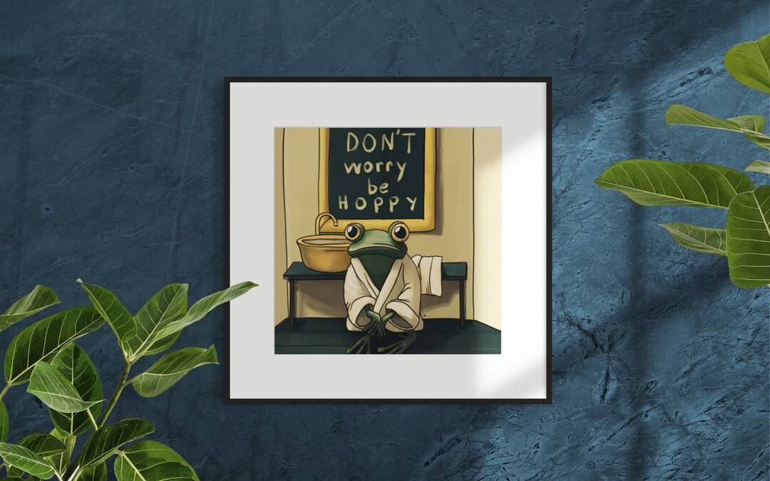 Quirky Frog Digital Art Print Funny Frog Home Decor Frog in a - Etsy