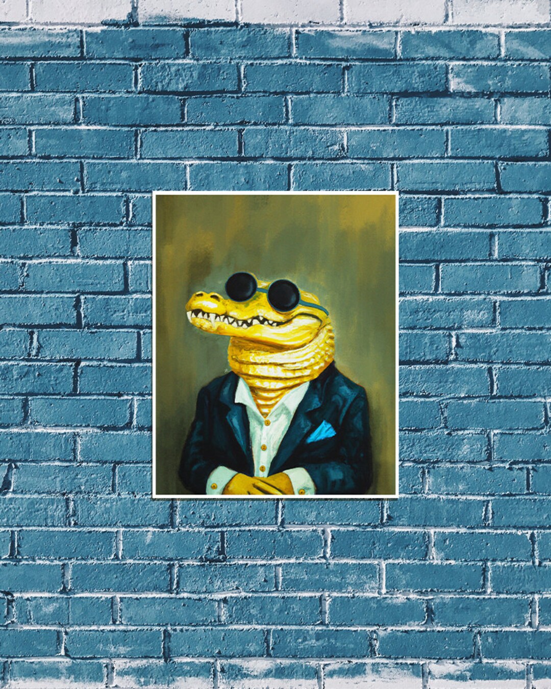Alligator Portrait Wall Decor Reptile Swamp Swag Wall Art Quirky Animal ...